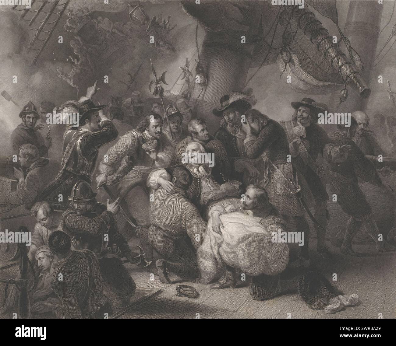 Monument with armed man and personification of Paris with a sword, La ...