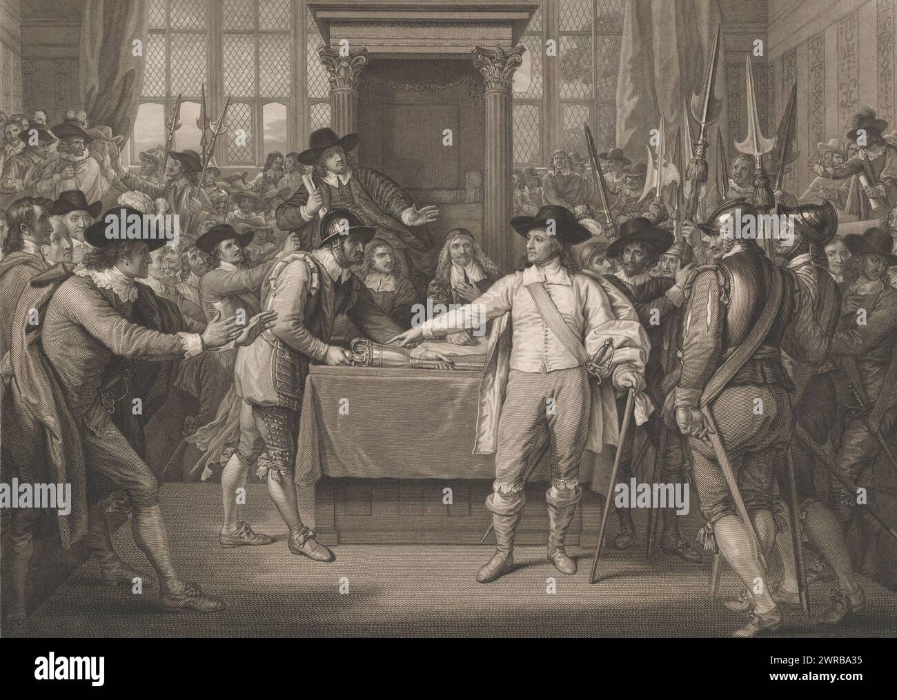 Oliver Cromwell dissolves Parliament, Cromwell (title on object ...
