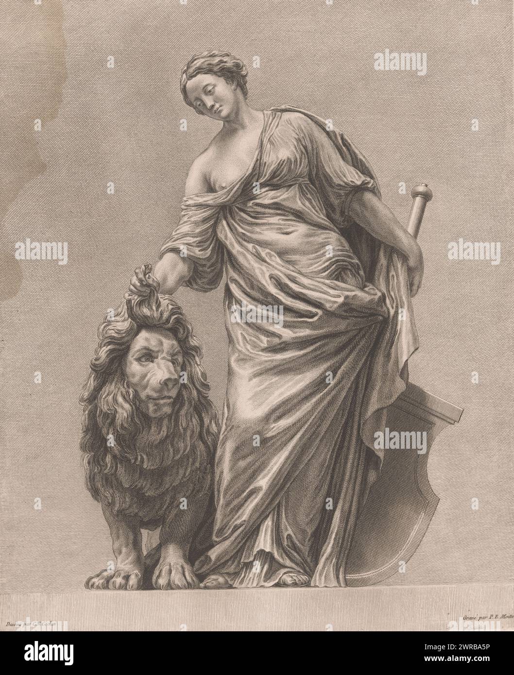 Woman with lion, possibly a female personification of Africa or Venice ...