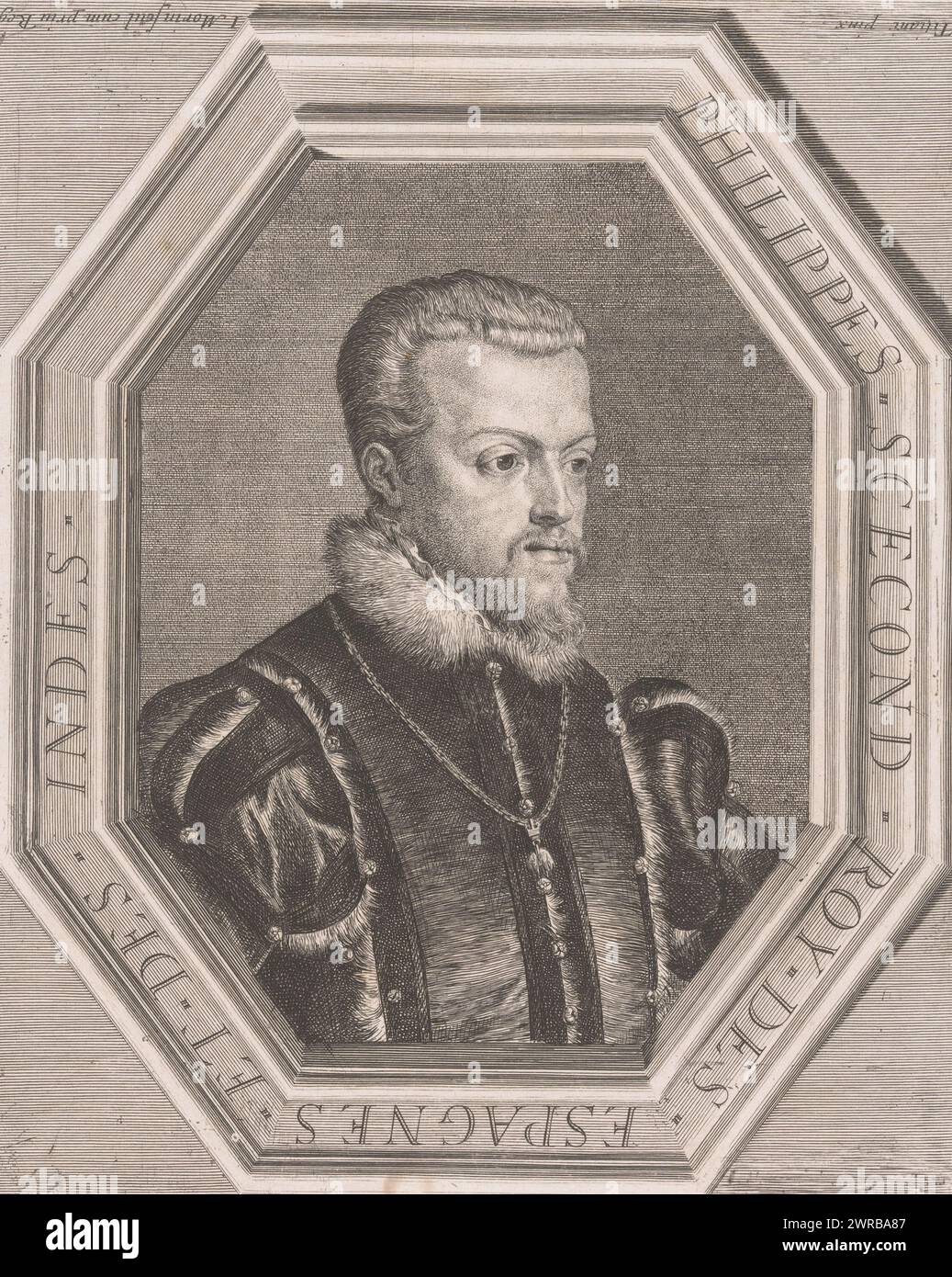 Portrait of Philip II, King of Spain, print maker: Jean Morin, after ...