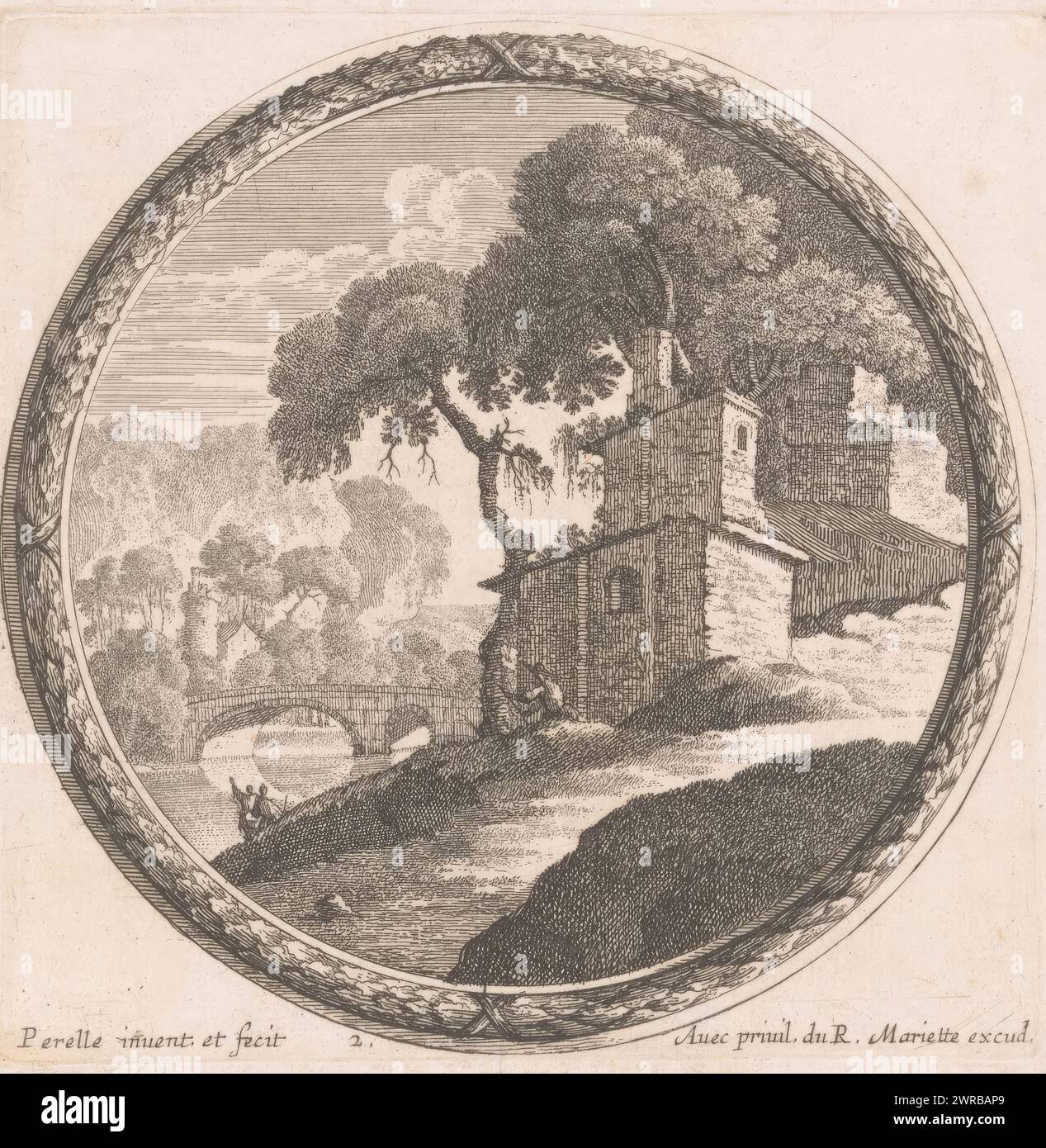 Landscape with house near bridge, numbered bottom left: 2., print maker ...