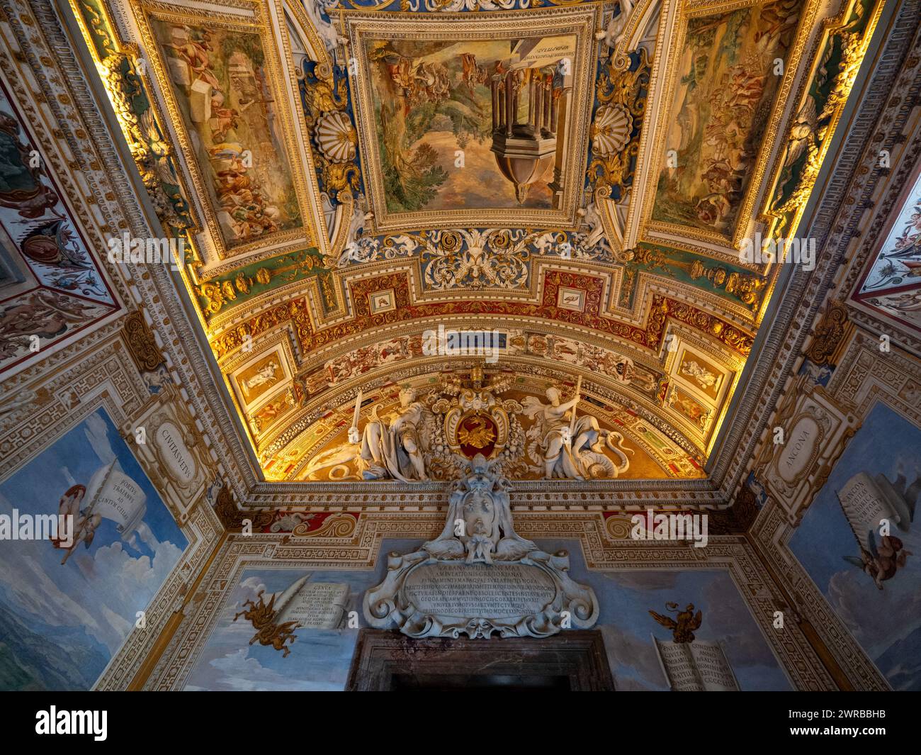 Painted ceiling inside the Vatican Museums, Vatican city Stock Photo - Alamy
