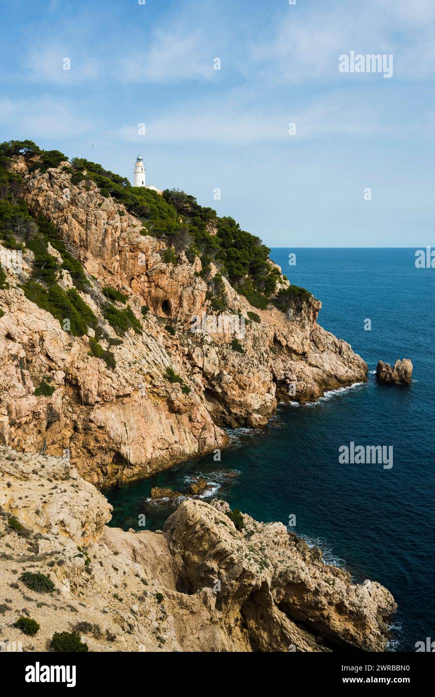 Lighthouse, Punta de Capdepera, Cala Ratjada, Majorca, Balearic Islands ...
