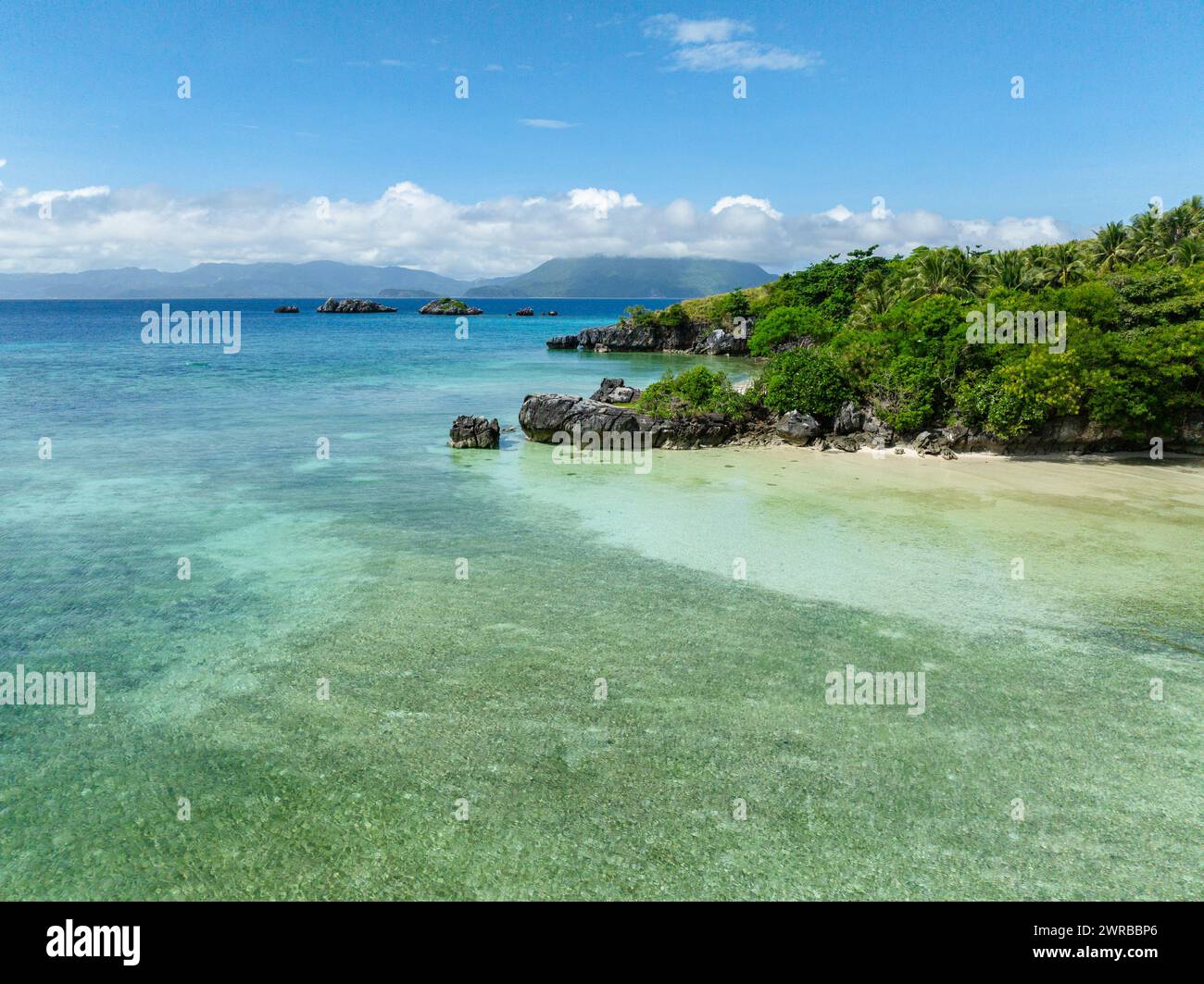 Coastline with rocks and waves in Cobrador Island. Romblon, Philippines ...