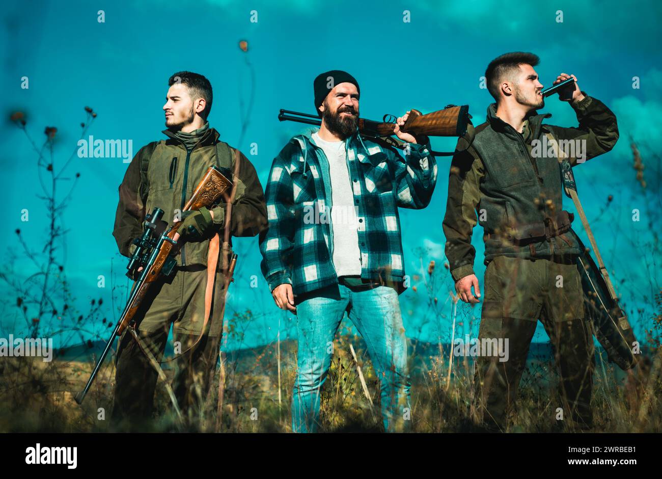 Hunter with shotgun gun on hunt. Hunting in Russia Stock Photo - Alamy