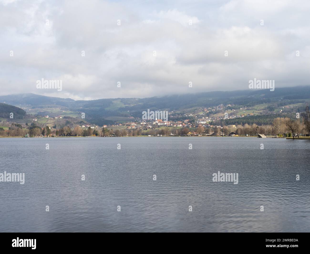 Cloudy sky, Stubenbergsee, behind Stubenberg am See, Styria, Austria ...