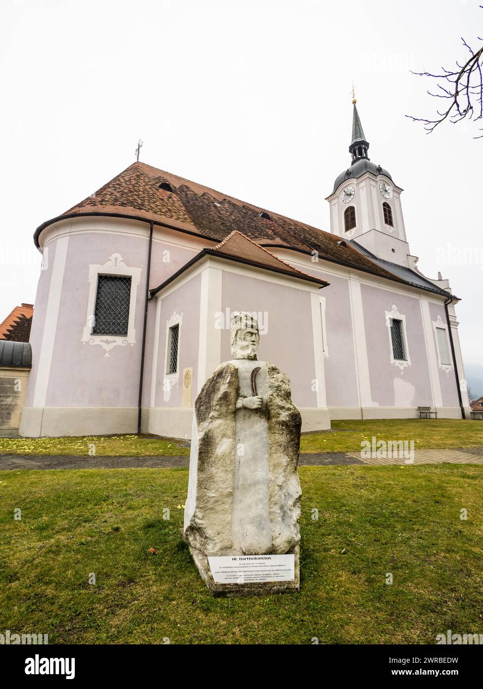 Stone sculpture, St Bartholomew, behind the Roman Catholic parish ...