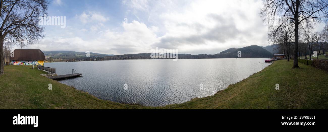 Cloudy sky, Stubenbergsee, panoramic view, Stubenberg am See, Styria ...