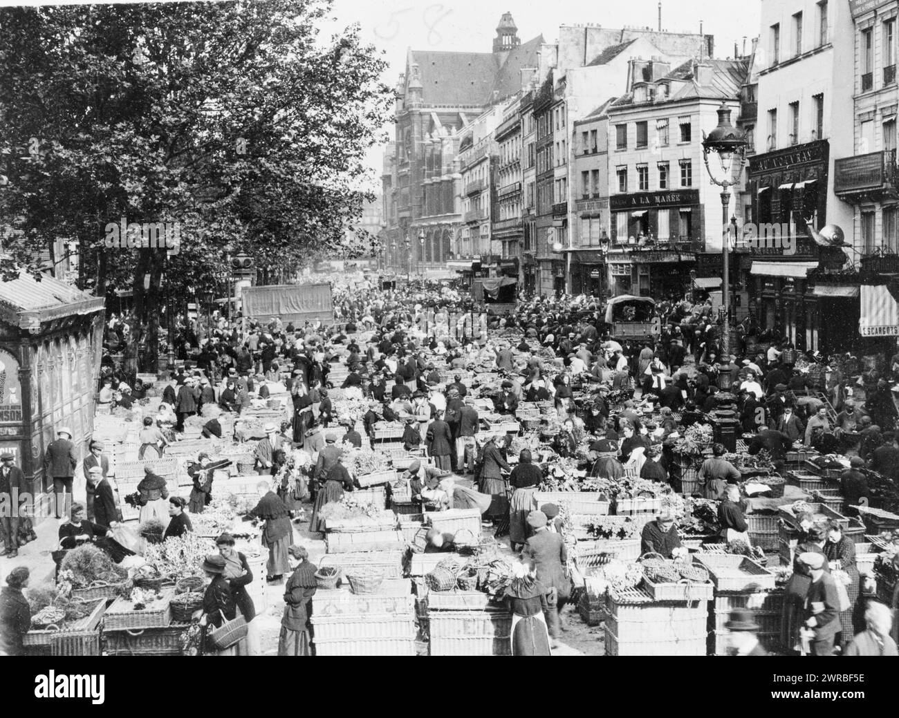 Street market views in Black and White Stock Photos & Images - Alamy