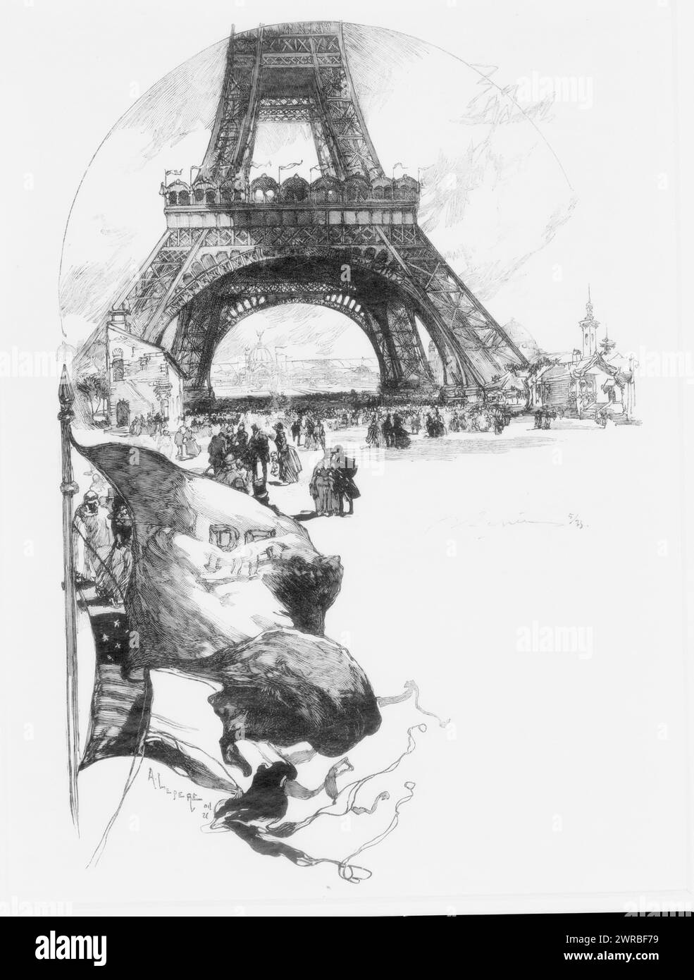 La Tour Eiffel, A. Lepere., Lepère, Auguste, 1849-1918, artist, 1889 ...