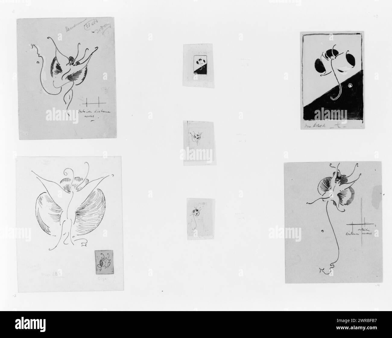 Butterfly designs, Original sketches of Whistler's standing butterfly ...