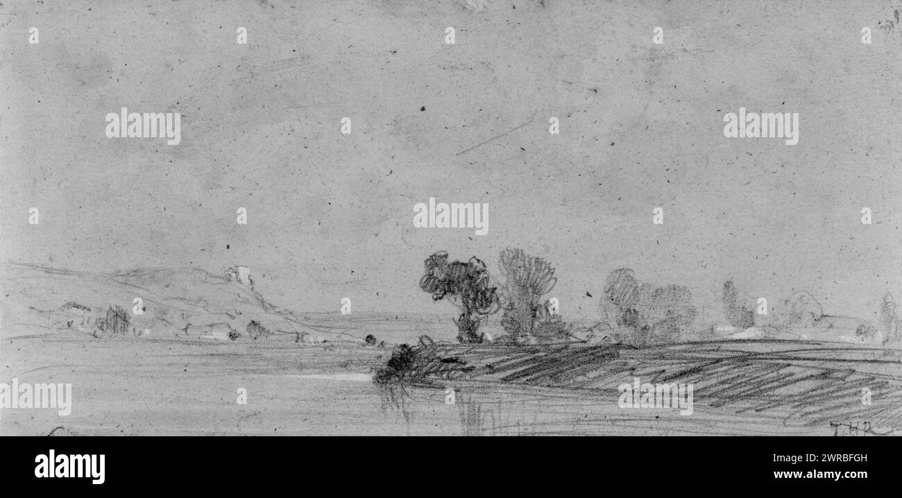 River landscape, the Seine at Chateau-Gaillard, T.H.R., Rousseau ...