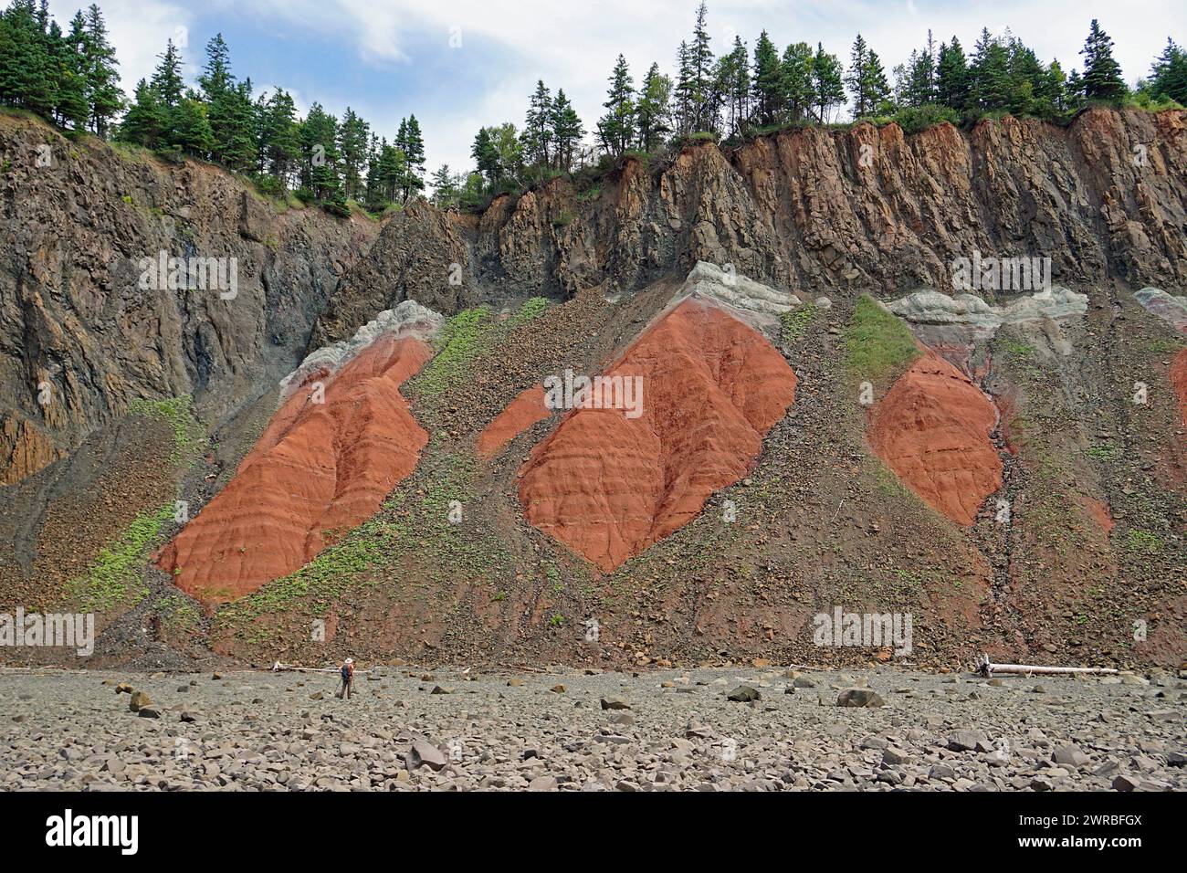 Cliffs, red sandstone, Five Islands Provincial Park, Fundy Bay, Nova ...