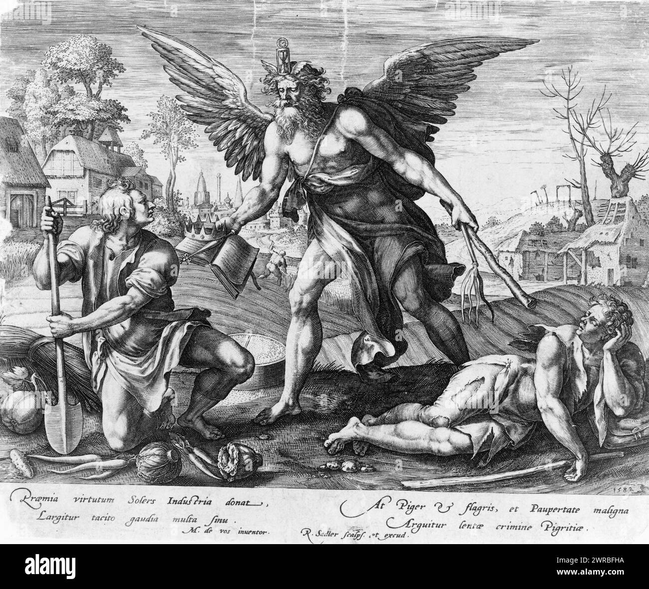 Allegorical representation of Time rewarding Industry and punishing ...
