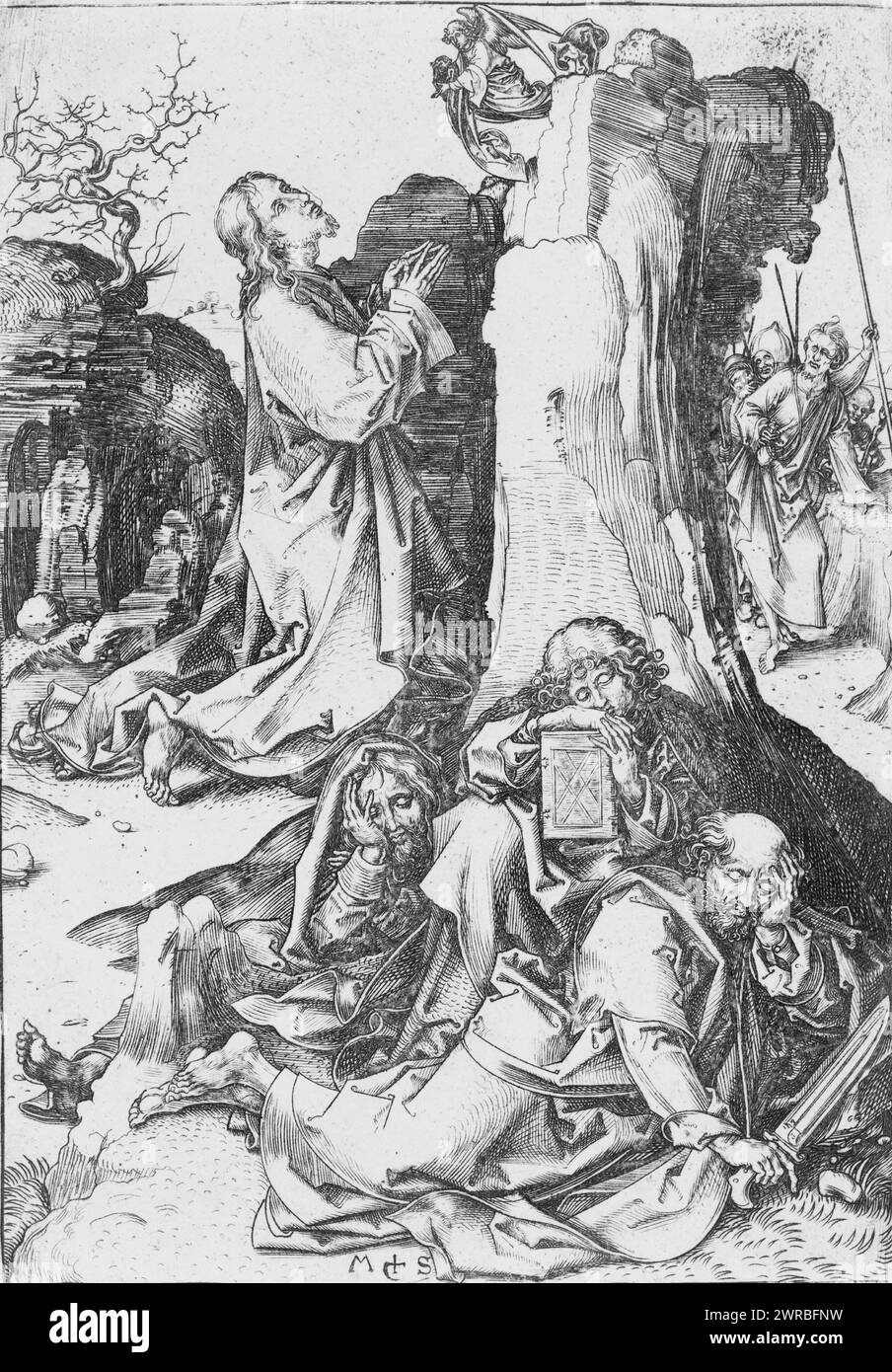 Christ praying on the Mount of Olives, M.S., Bartsch, 9. Leher (?), 19 ...