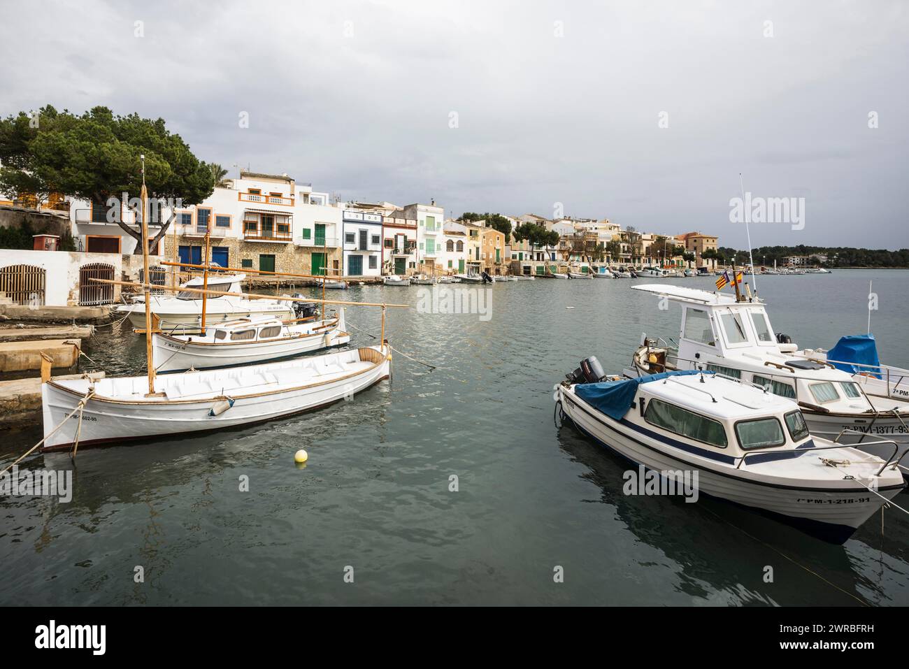 The harbour of Portocolom, Porto Colom, Majorca, Balearic Islands ...