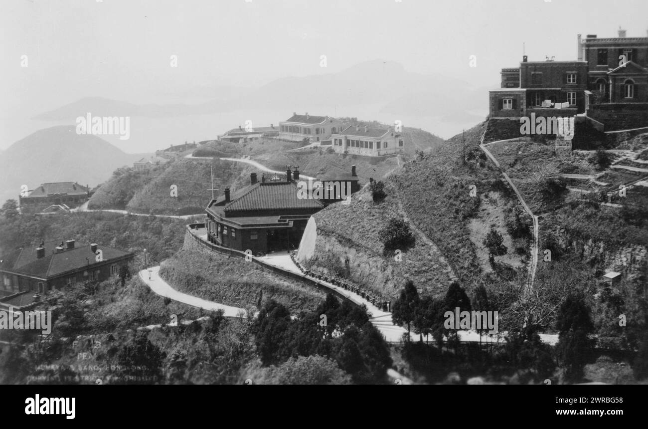 Hong Kong, Victoria Peak, Bird's-eye view of buildings on mountain ...