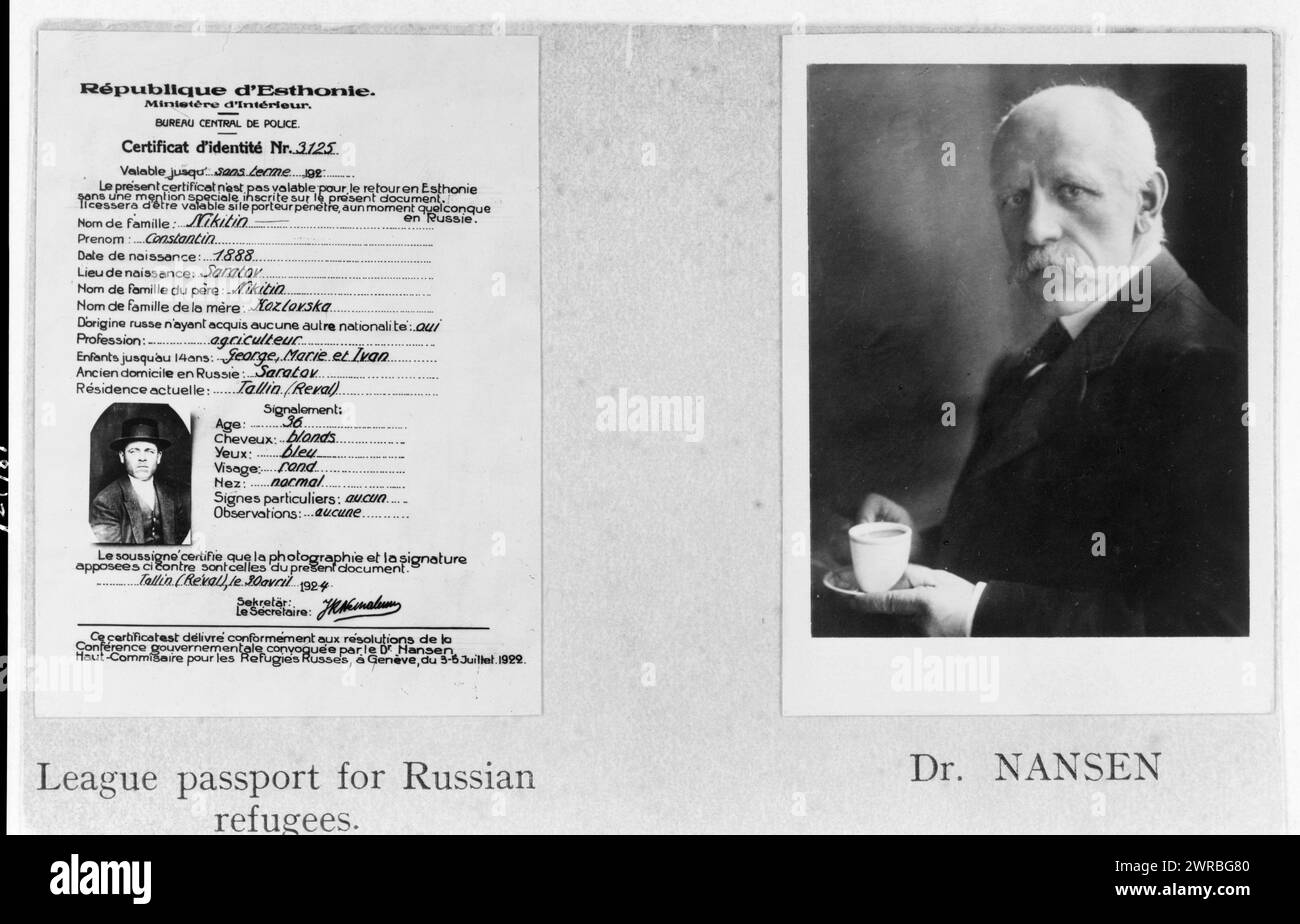 League passport for Russian refugees Dr. Nansen., League passport for ...