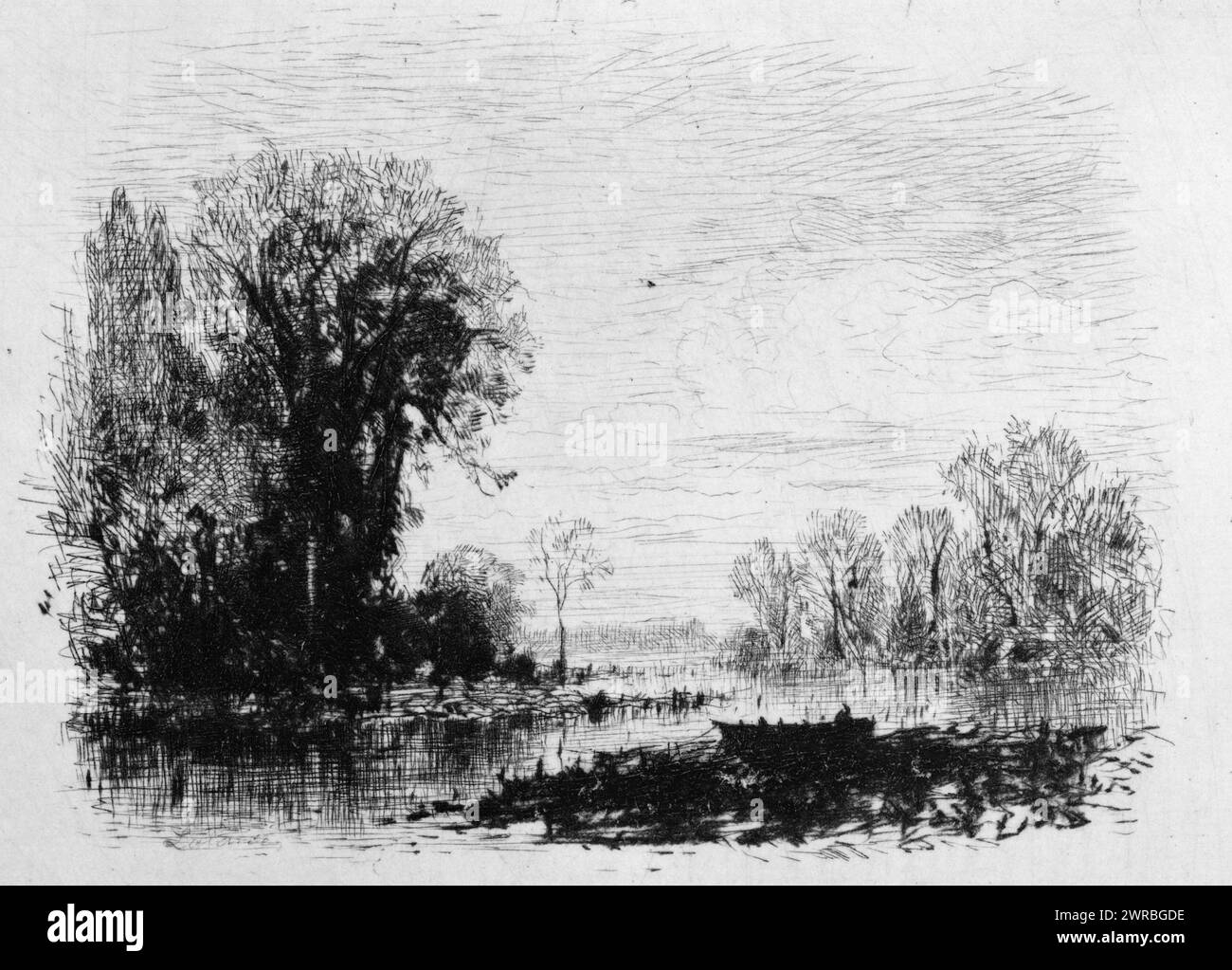 Landscape with river, Lalanne., Lalanne, Maxime, 1827-1886, artist, S.l ...