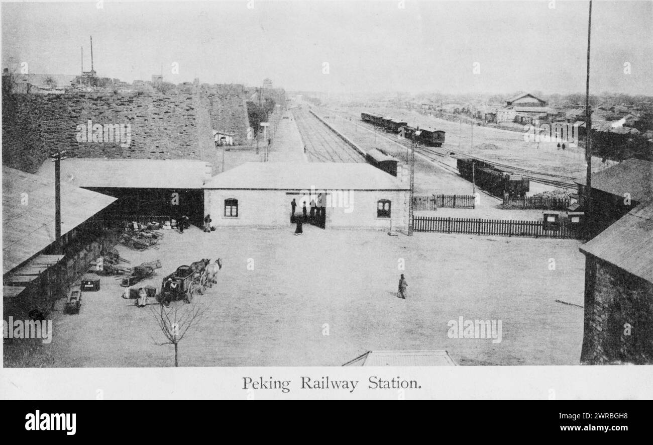 Peking railway station, Photograph shows aerial view of a train station ...