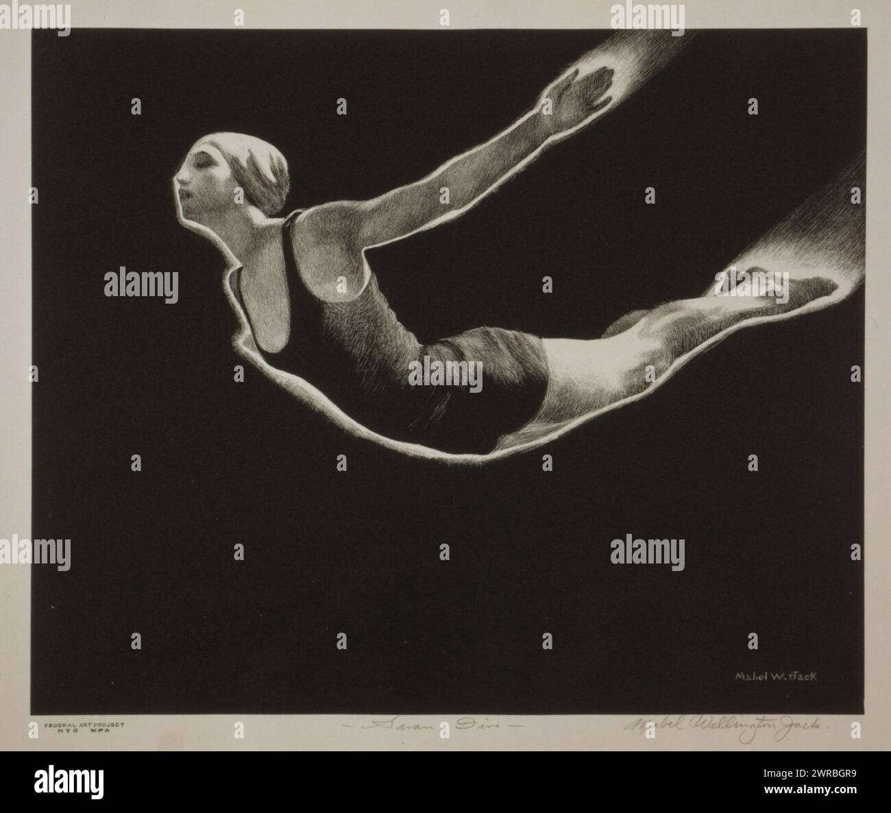 Swan dive, Mabel W. Jack., Woman in the midst of a swan dive., Jack ...