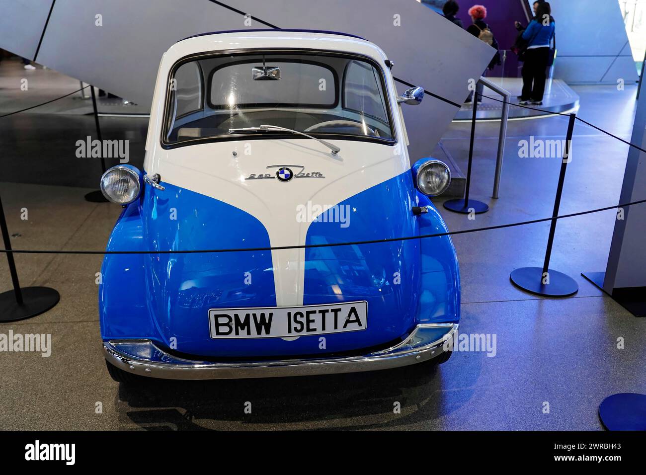 A blue and white BMW Isetta, classic car model in nostalgic design, BMW ...