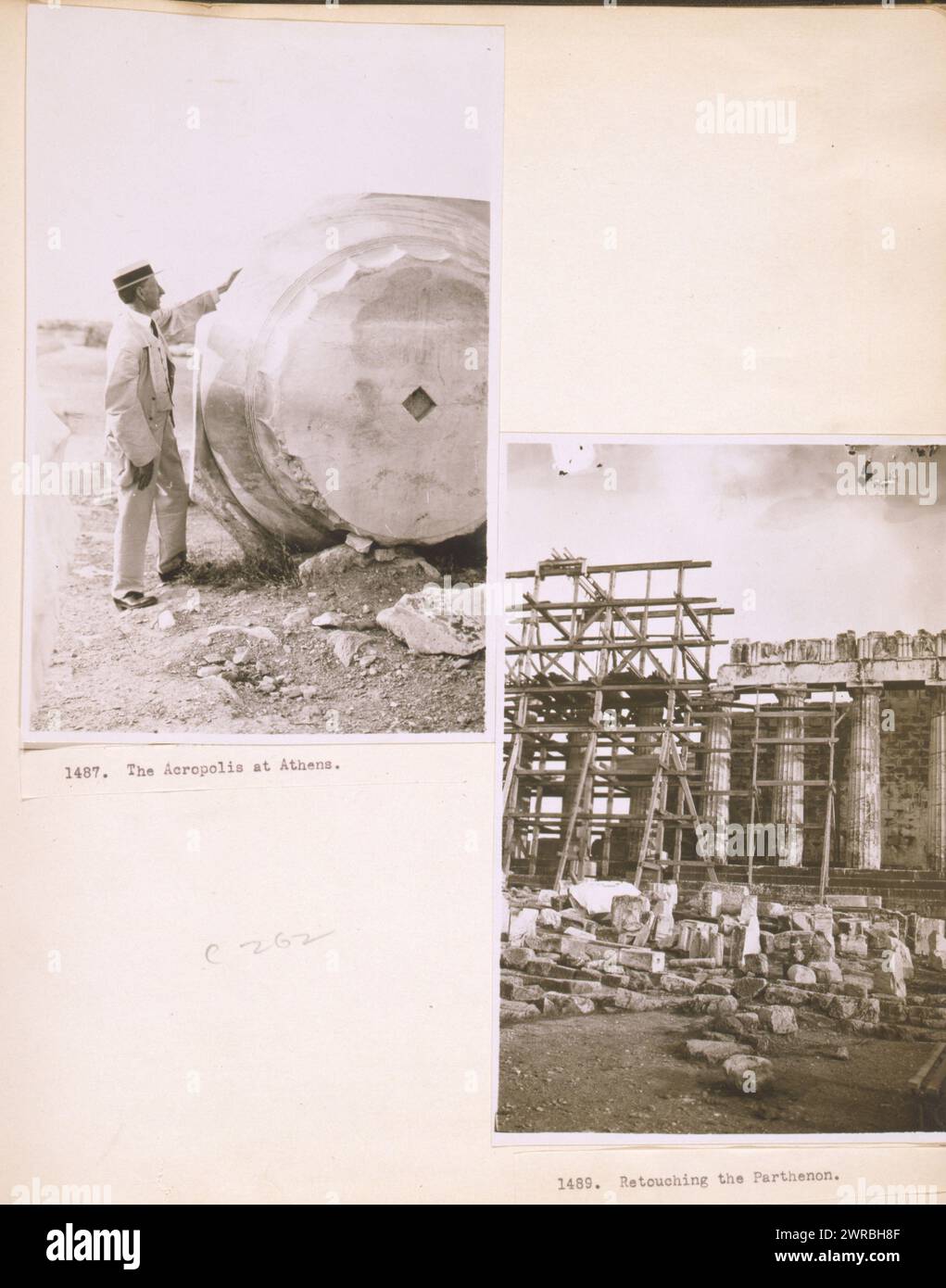 The Acropolis at Athens Retouching the Parthenon., Photographs show ...