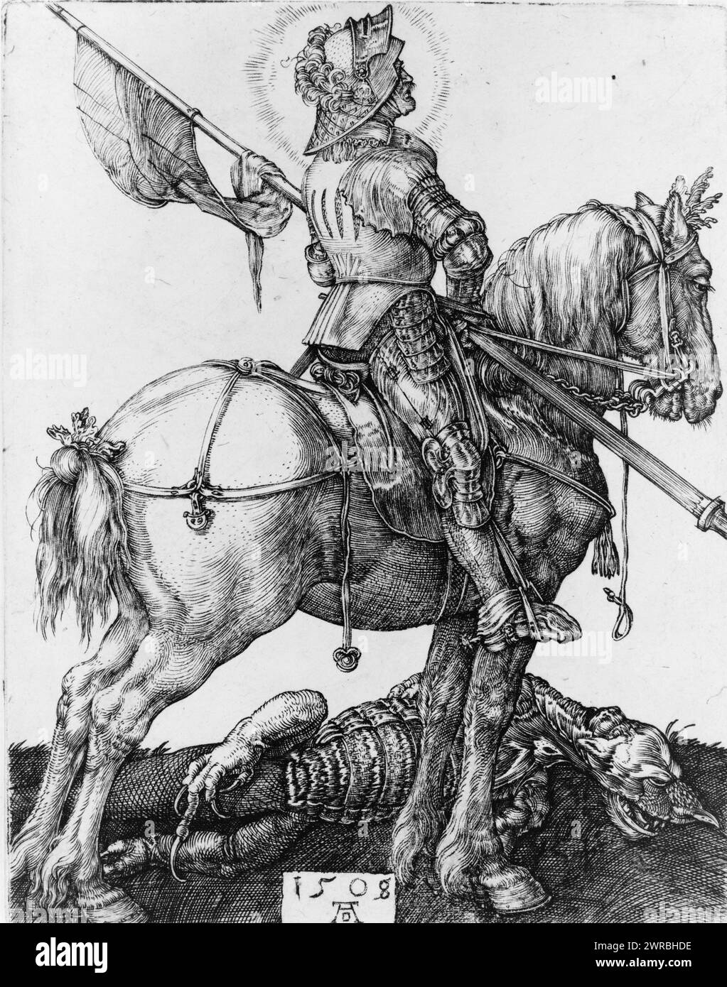 St. George on horseback, AD monogram., Dürer, Albrecht, 1471-1528 ...