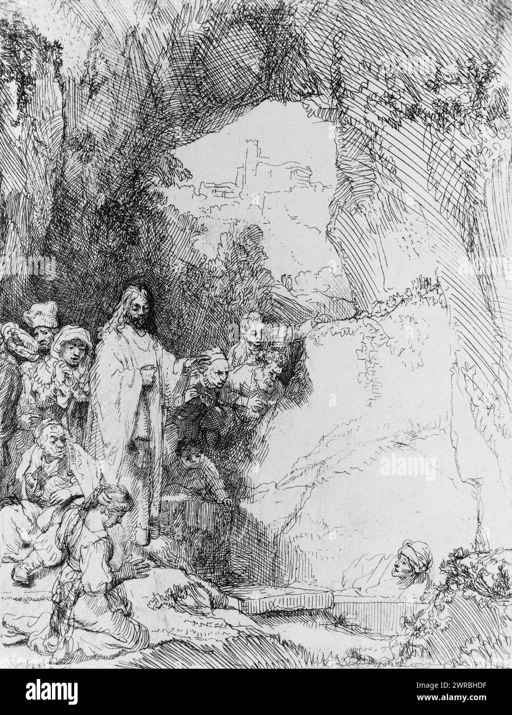 The raising of Lazarus, small plate, Rembrandt 1642., Rembrandt ...