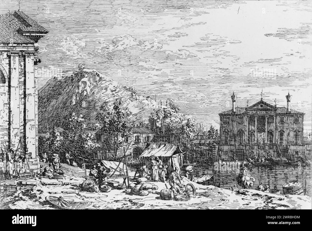 The market at Dolo, A. Canal., f., Canaletto, 1697-1768, artist, ca ...