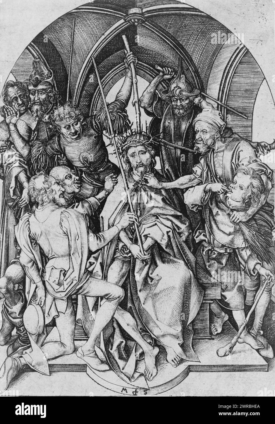 Christ crowned with thorns, MS., Schongauer, Martin, active 15th ...