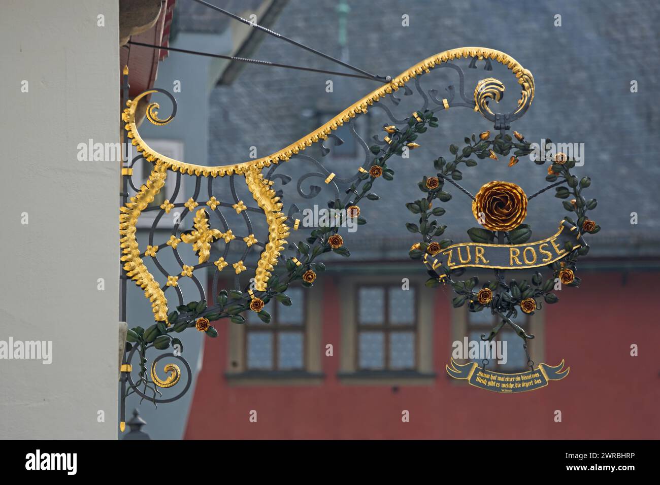 Nose sign of the restaurant Zur Rose, rose figure, inscription, lden ...