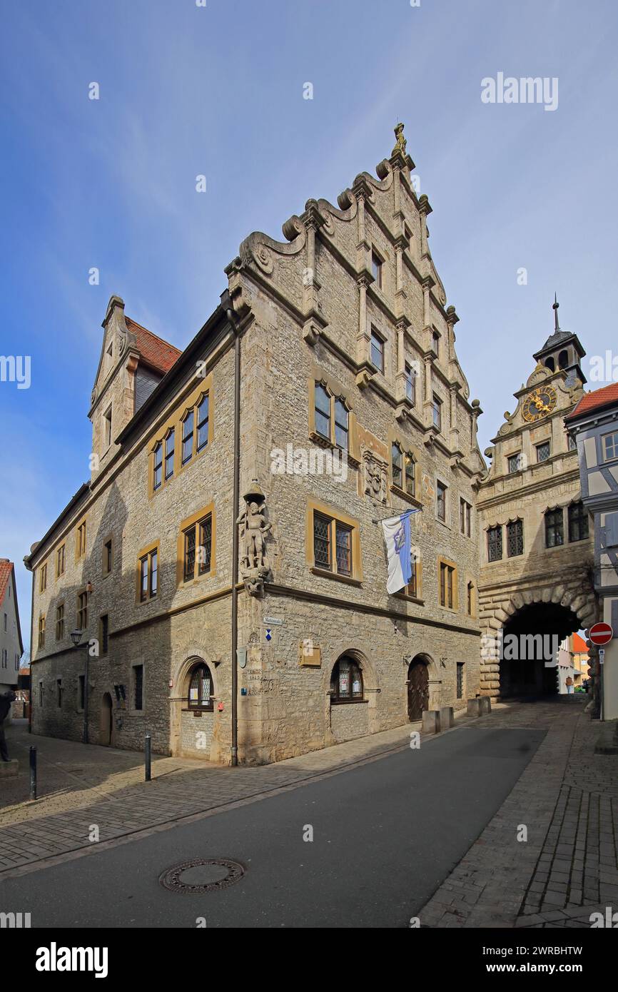 Renaissance town hall built in 1580 and historic Main Gate, town gate ...