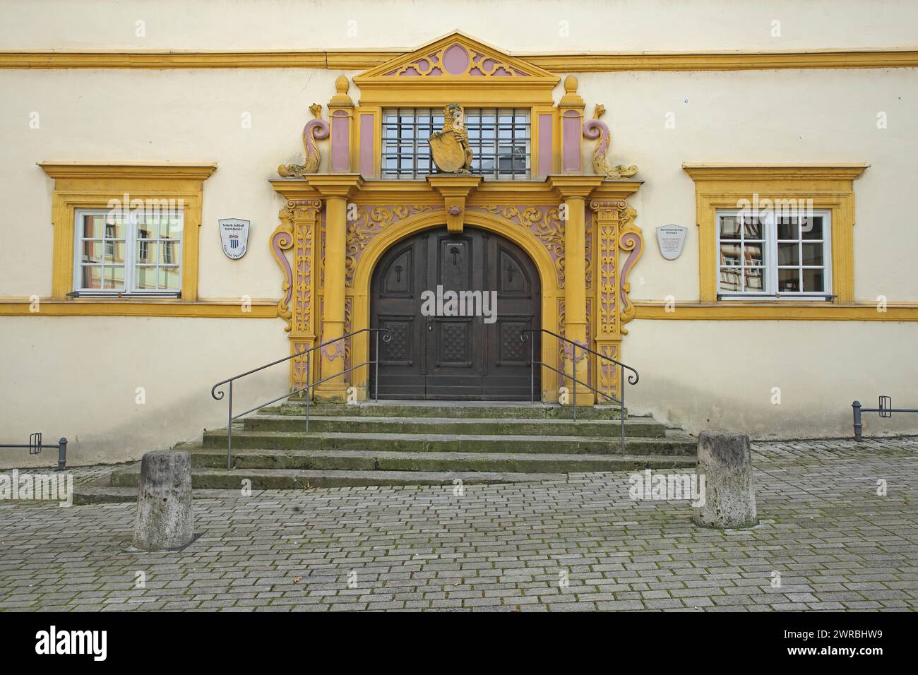 Portal with columns and decorations from the Renaissance castle built ...