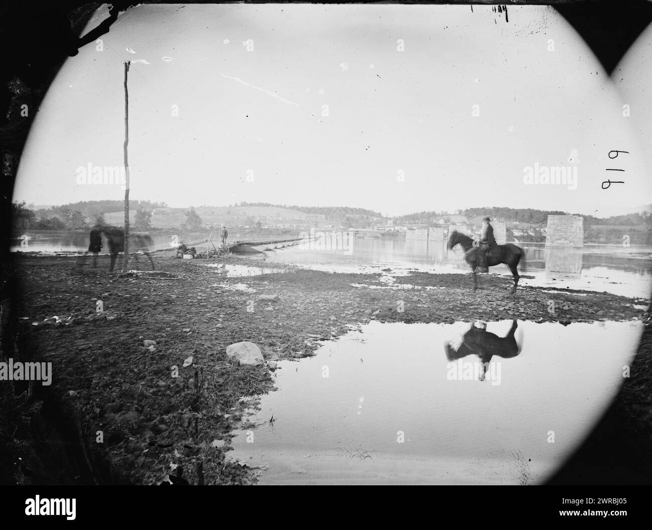 Berlin (now Brunswick), Md. Pontoon bridge and ruins of the stone ...