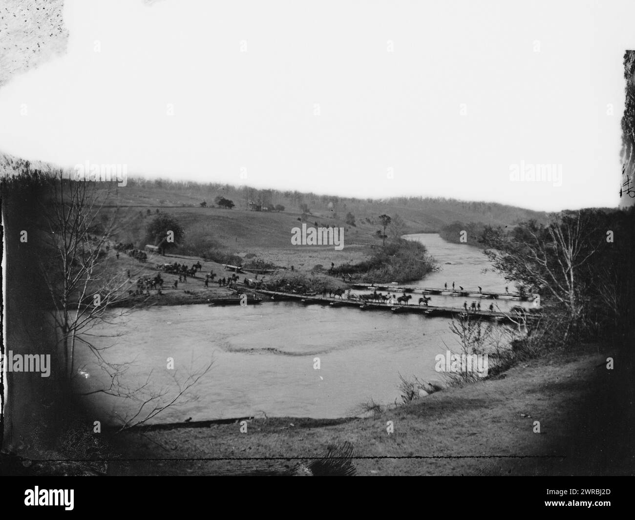 Germanna Ford, Rapidan River, Va. Artillery crossing pontoon bridges ...