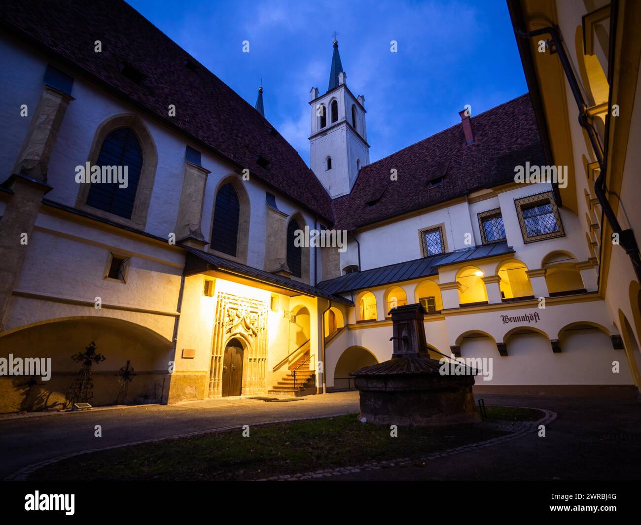 Brunnhoefl, inner courtyard in Goess Abbey, former convent of the ...