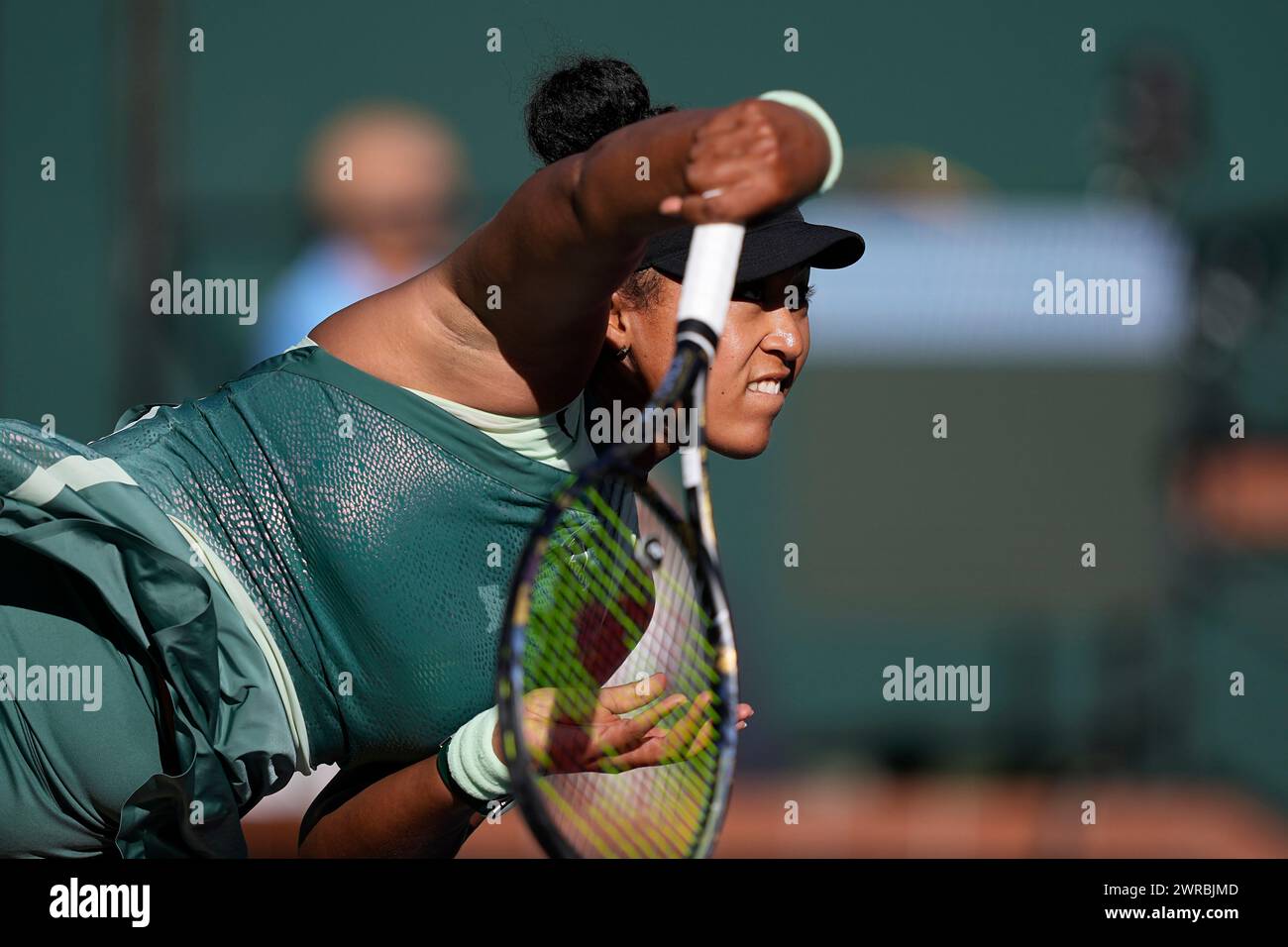 Naomi Osaka, of Japan, serves against Elise Mertens, of Belgium, at the ...