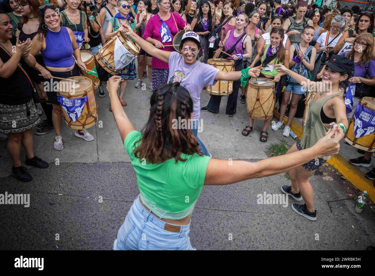 Buenos Aires, Buenos Aires, Argentina. 8th Mar, 2024. Three young women ...