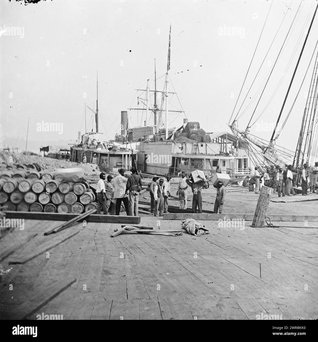 African americans unloading vessels Black and White Stock Photos ...