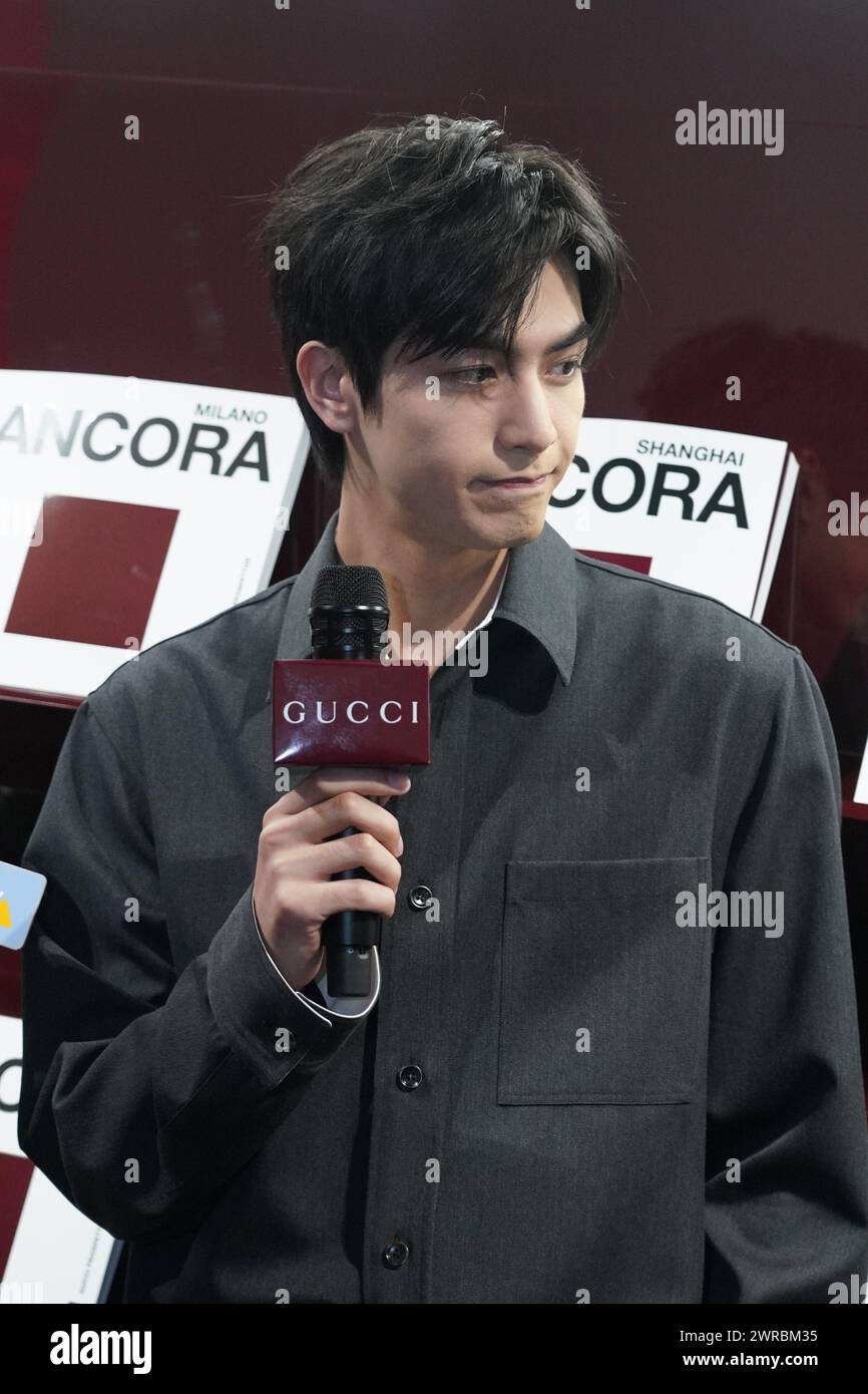 SHANGHAI, CHINA - MARCH 11, 2024 - Actor Song Weilong attends a GUCCI ...