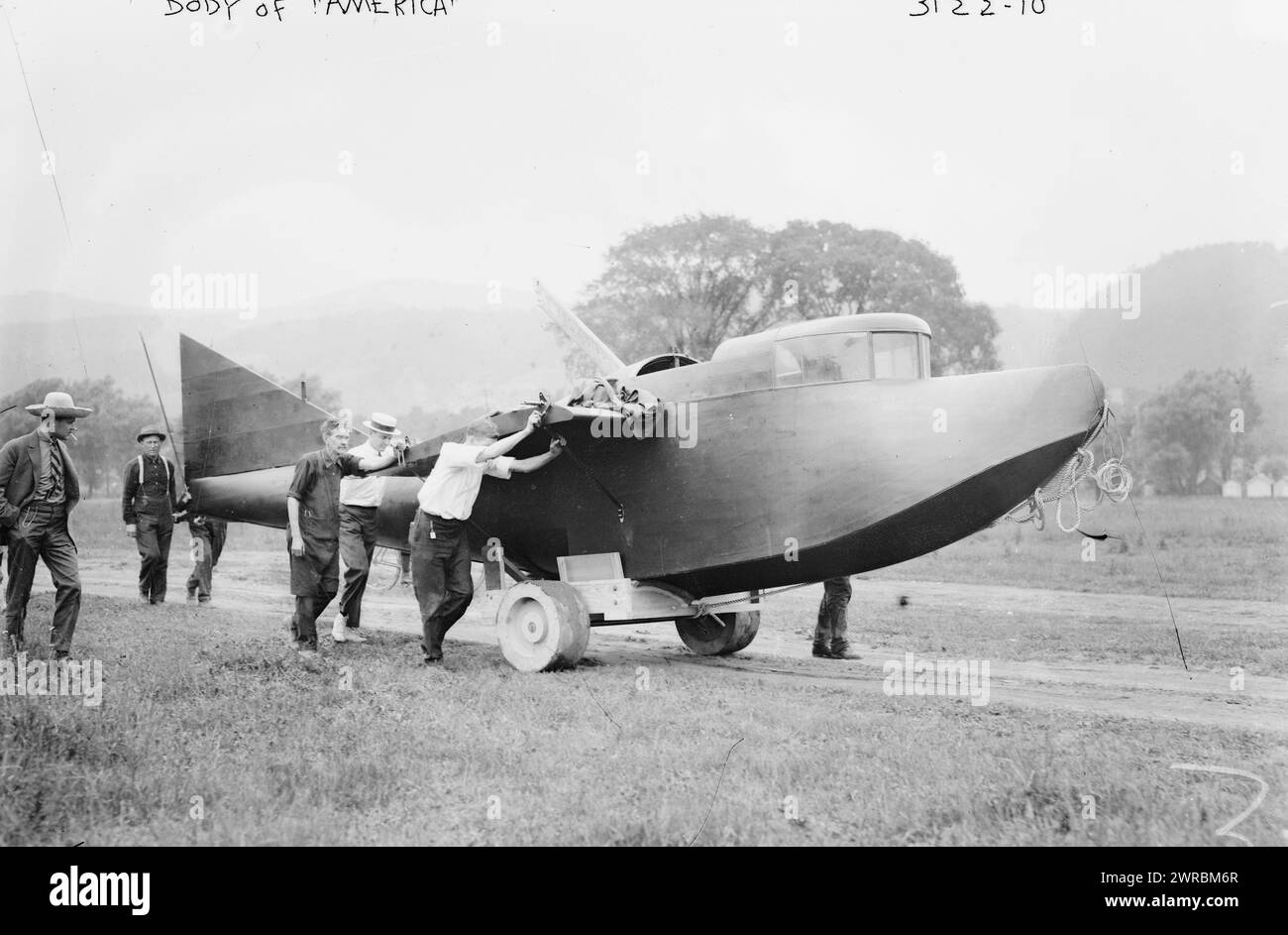 Body of 'America', Photograph shows the launch of the Curtiss Model H ...