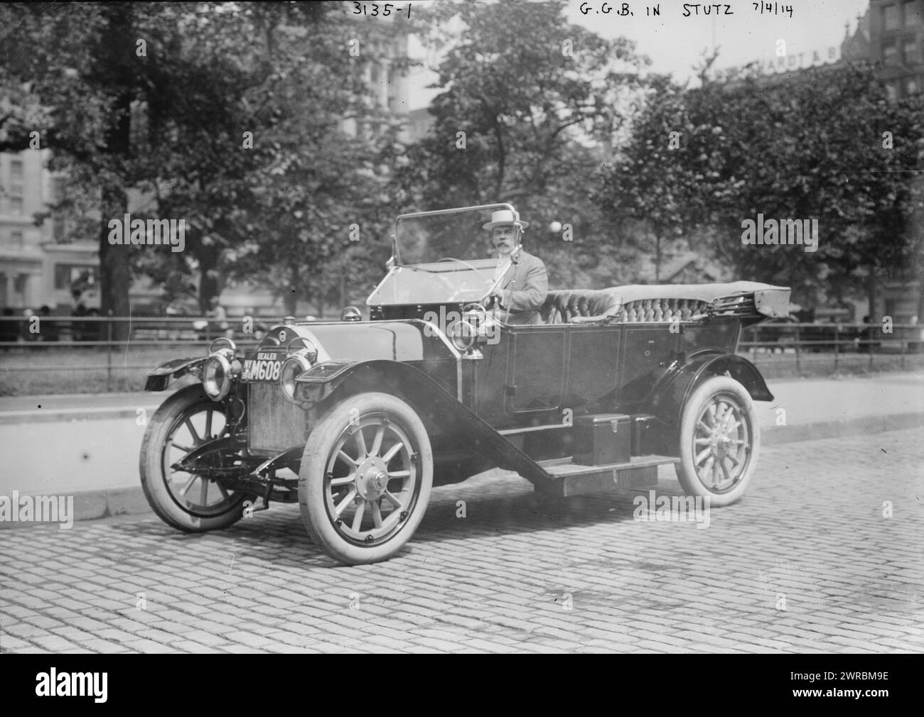 G.G.B. i.e., George Grantham Bain in Stutz, Photograph shows George ...