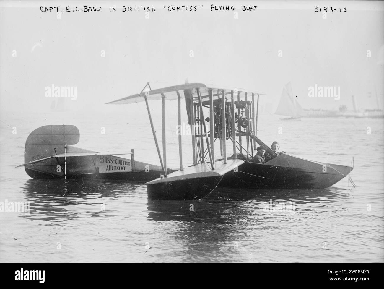 Capt. E.C. Bass in British 'Curtiss' Flying Boat, Photograph shows ...