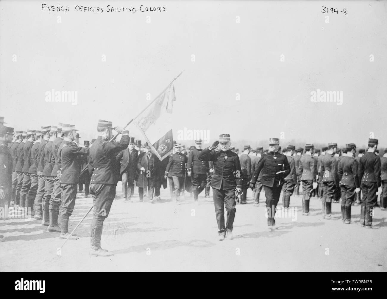 French officers saluting colors, Photograph probably shows General ...