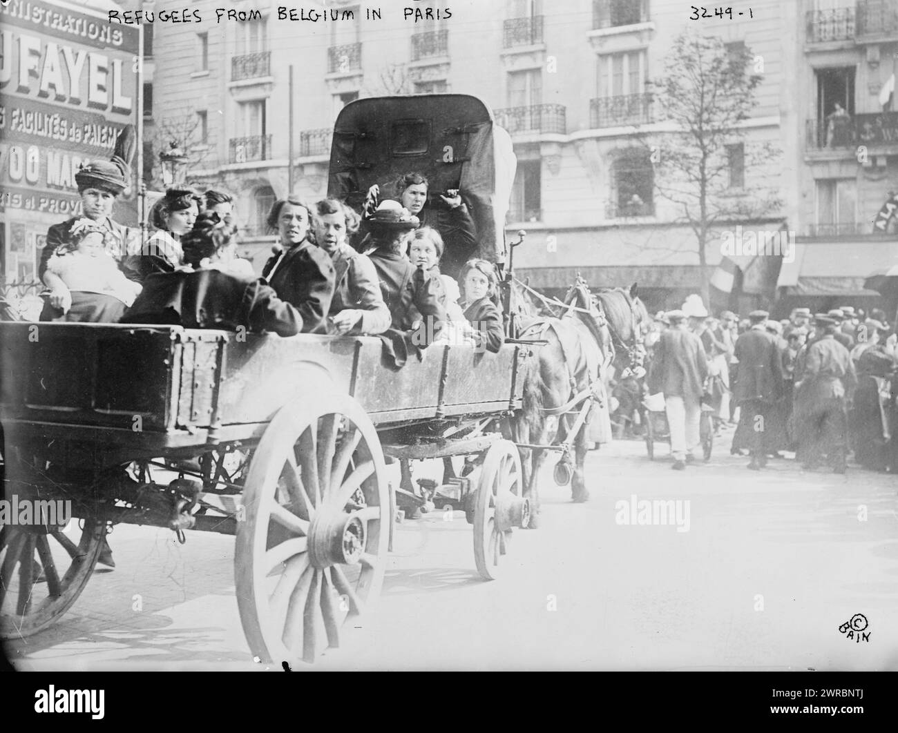 Refugees from Belgium in Paris, 1914, Photograph shows Belgian refugees ...