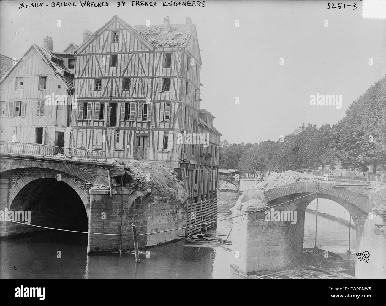 Meaux - Bridge wrecked by French Engineers, Photograph shows the Pont ...