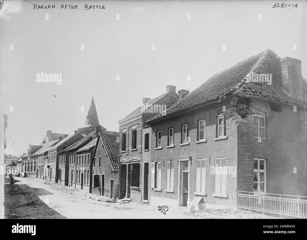 Haelen after battle, Photograph shows damaged buildings in Haelen ...