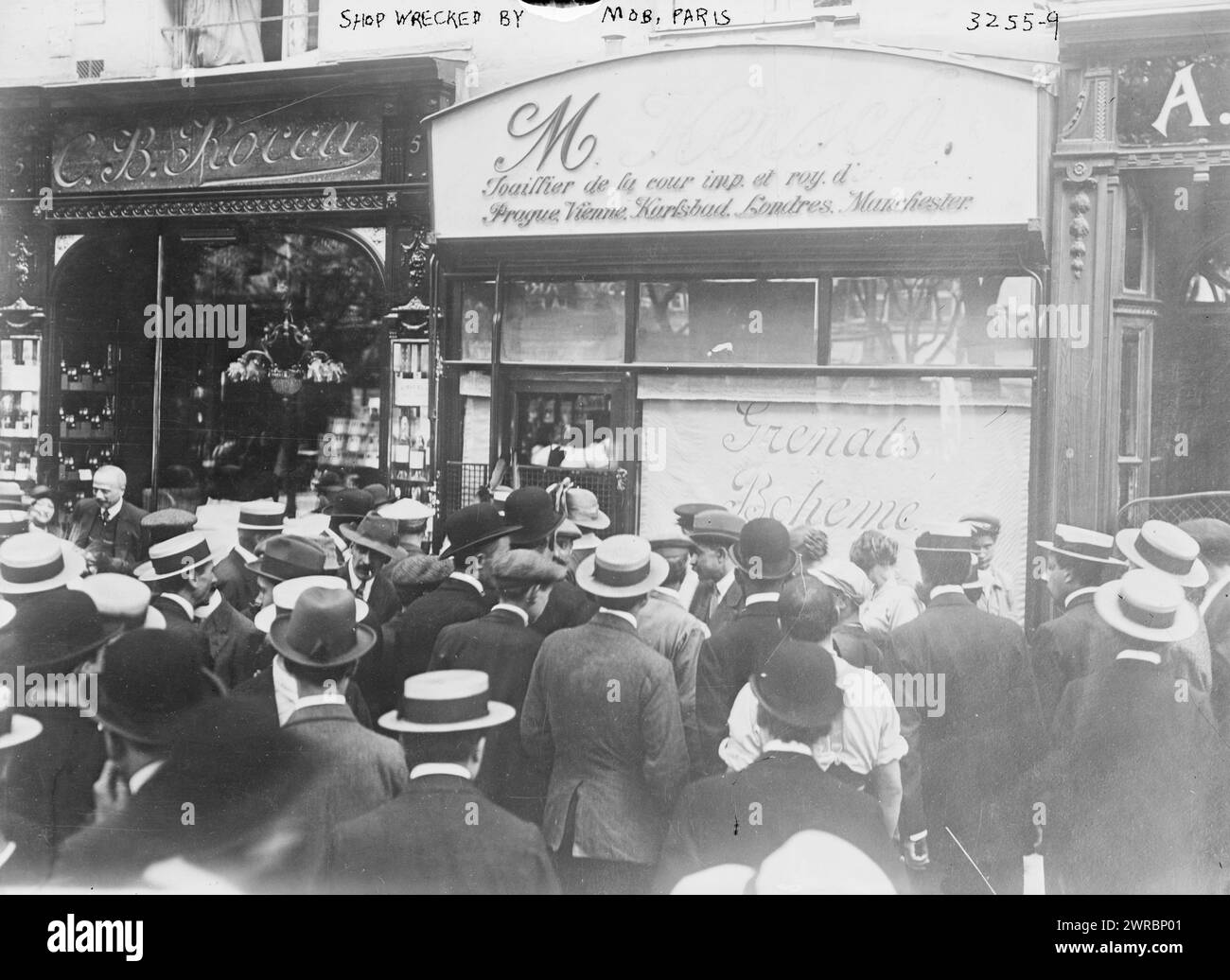 Shop wrecked by mob, Paris, Photograph shows a German business attacked ...