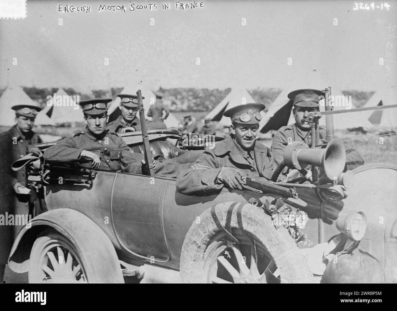 English Motor scouts in France, Photograph shows English soldiers ...